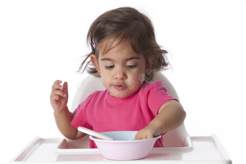 Baby Girl is Eating with Her Hand Stock Image - Image of white ...