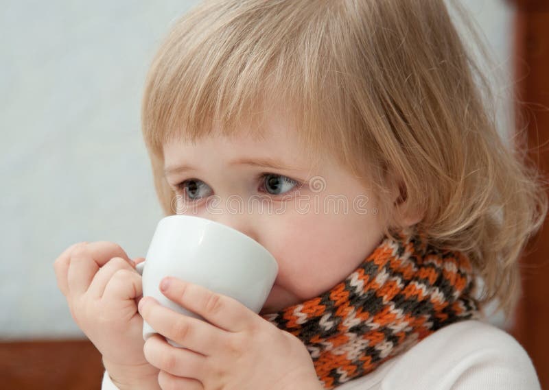 The baby girl has tea stock photo. Image of cold, warm - 22413536