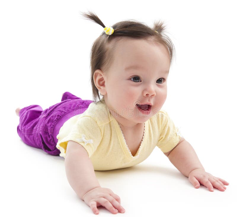 Happy baby on tummy stock photo. Image of girl, cute - 17705256