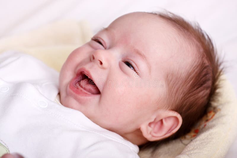Baby Girl Laughing with Toothless Smile Stock Image - Image of healthy ...