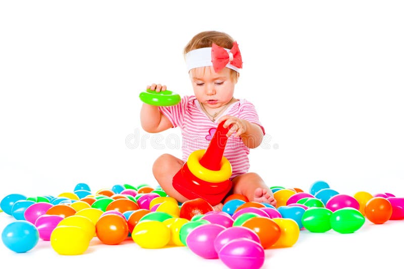 Baby Girl Playing in the Balls Stock Image - Image of beautiful ...