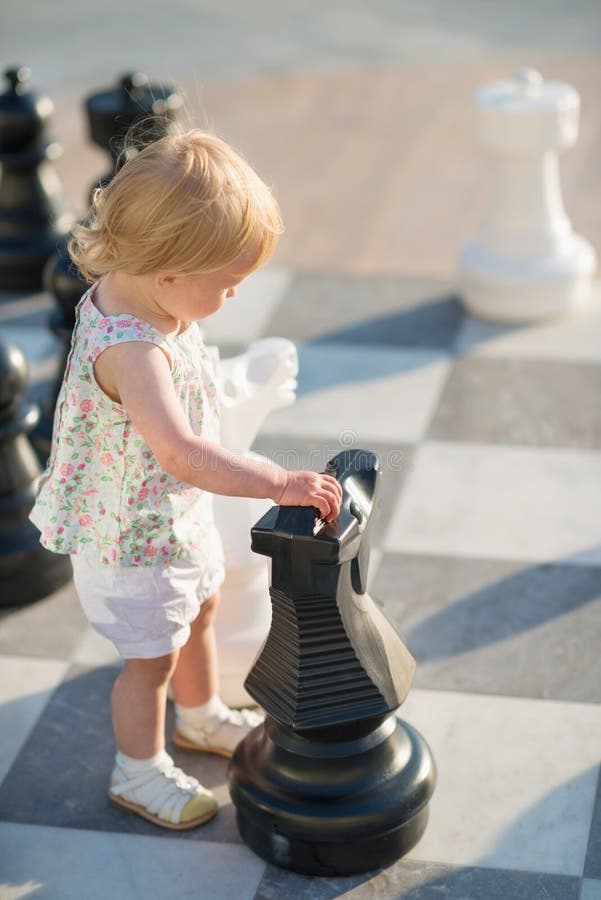 Baby Girl Playing with Chess Stock Image - Image of achievement, baby ...