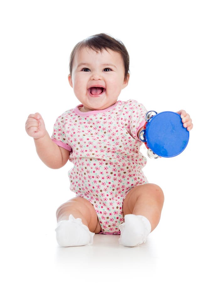 Baby Girl Playing Musical Toy Stock Image - Image of expression ...