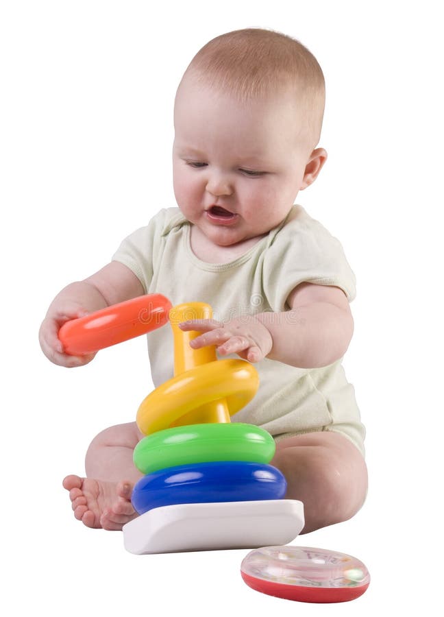 Baby Girl Puting Ring on Toy. Stock Photo - Image of little, cute: 5931268