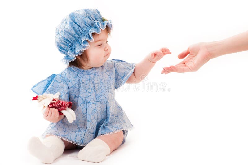 Baby Girl Reaches Out. Concept of Help Stock Image - Image of innocence ...