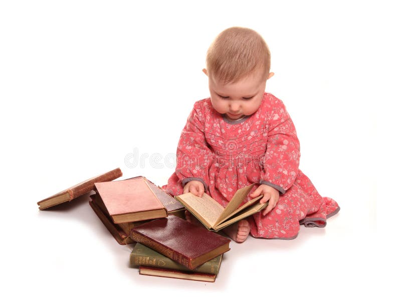 Baby Girl Reading Some Books Stock Photo - Image of clever, girl: 72669100