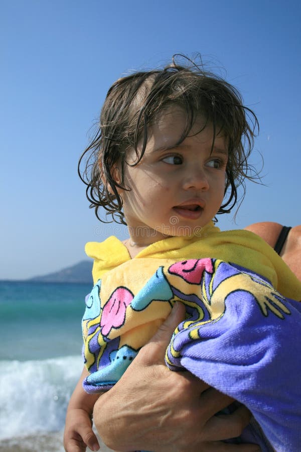 Baby girl at sea stock photo. Image of baby, summer, sunny - 7263446