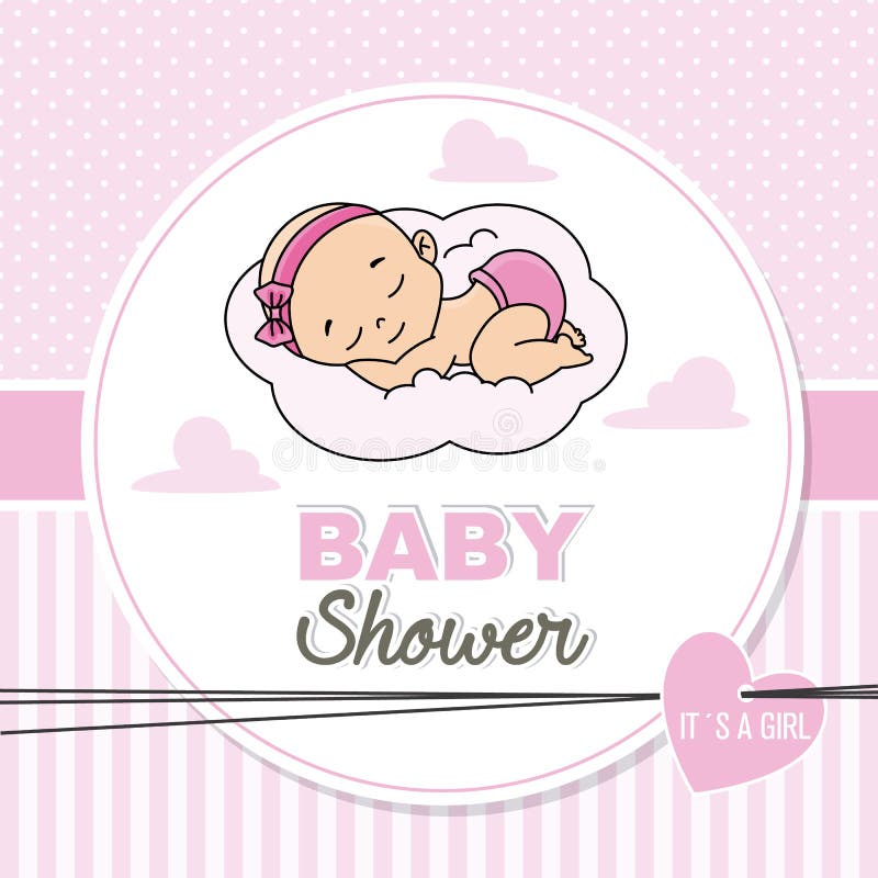 Baby Girl Sleeping on the Cloud Stock Vector - Illustration of party ...