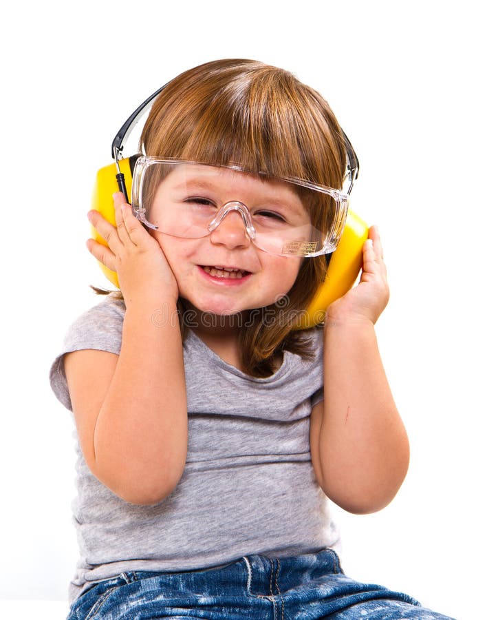 Baby Girl with Working Tool Stock Image - Image of single, white: 36479359