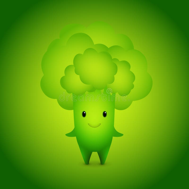 Baby Green Broccoli Cartoon Character. Vector Illustration. Stock ...