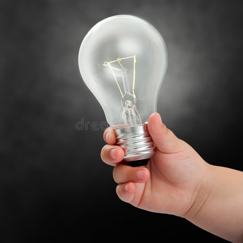 Baby Hand Holding Light Bulb. Stock Image - Image of concept, baby ...