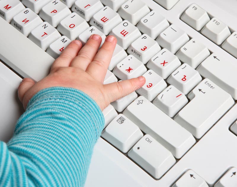 Baby hand with keyboard stock image. Image of little, programmer - 3397559