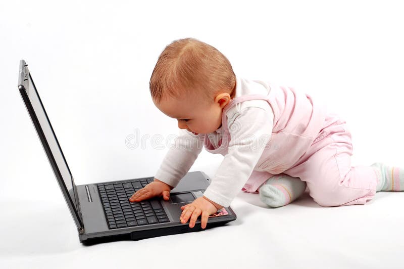 Baby Having Fun With Laptop #13 Stock Image - Image of adorable ...