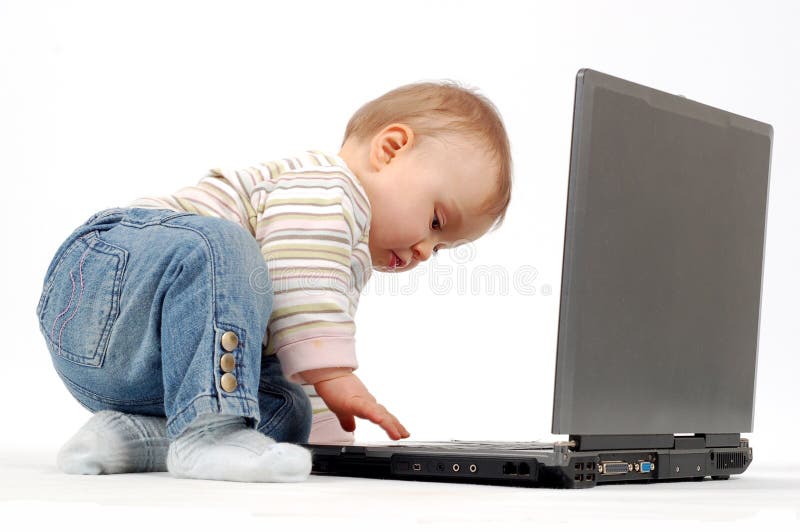 Baby Having Fun with Laptop #13 Stock Image - Image of adorable ...