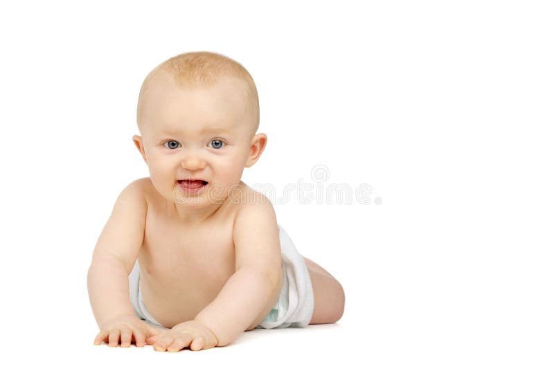 Baby Sat on a White Background Stock Photo - Image of cheeky, eyes ...