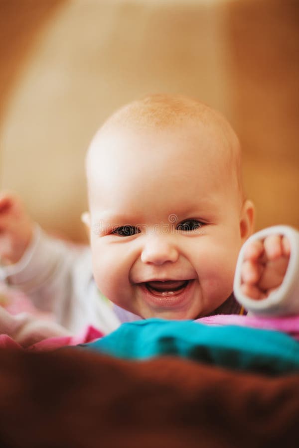 Baby in home. stock image. Image of indoor, infant, lying - 39551819