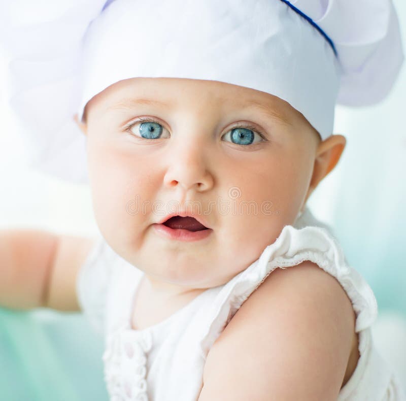 Baby in the Hood Chef with Kitchen Tool Stock Photo - Image of dinner ...
