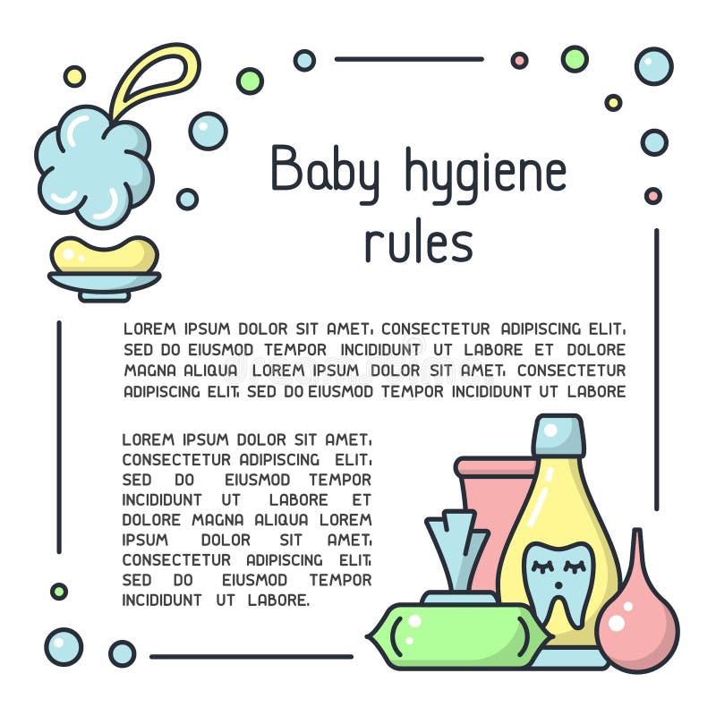 Baby Hygiene Rules Poster with Hygiene Accessories and Sample Text ...
