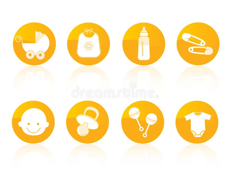 Baby icon set stock vector. Illustration of blue, childbirth - 9972275