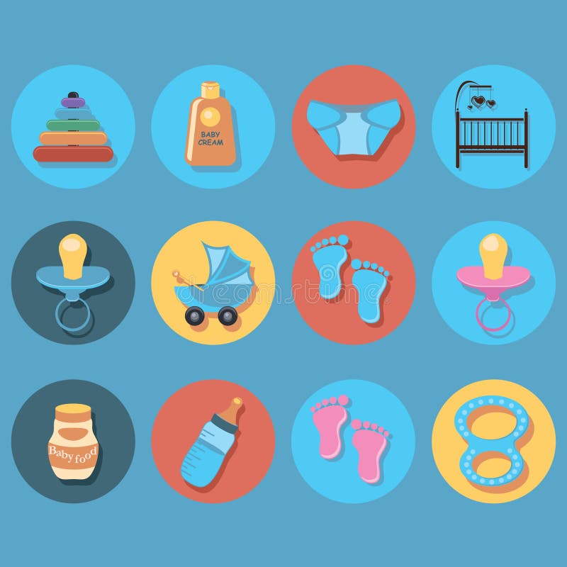 Baby icon set stock illustration. Illustration of girl - 64128962