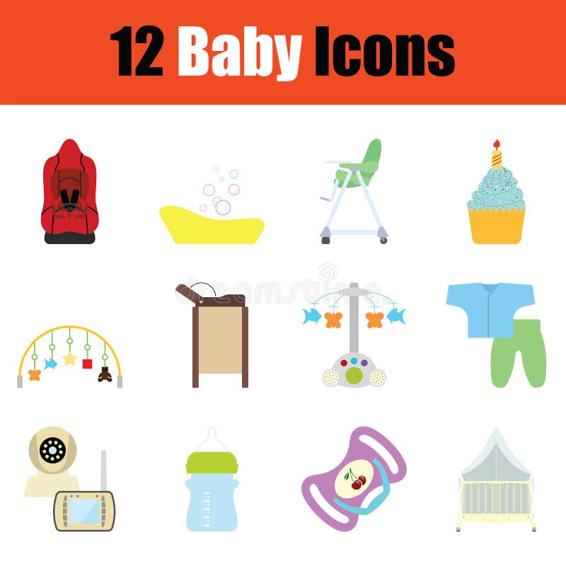 Baby icon set stock vector. Illustration of feeding - 123293133