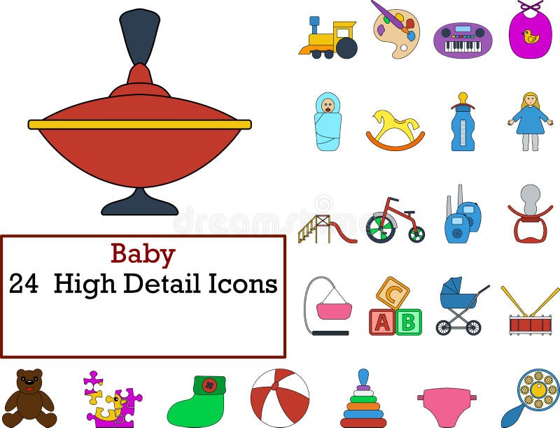 Baby icon set stock vector. Illustration of dress, care - 123293117