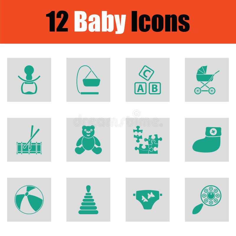 Baby icon set stock vector. Illustration of alphabet - 93701611
