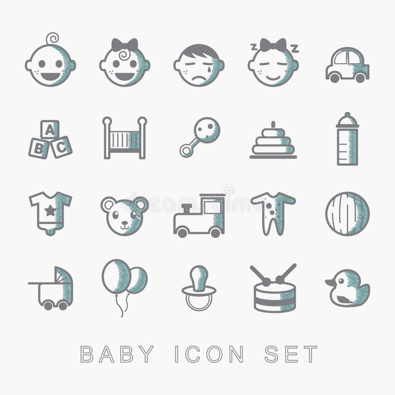 Baby Icon Set. Vector Illustration Decorative Design Stock Vector ...