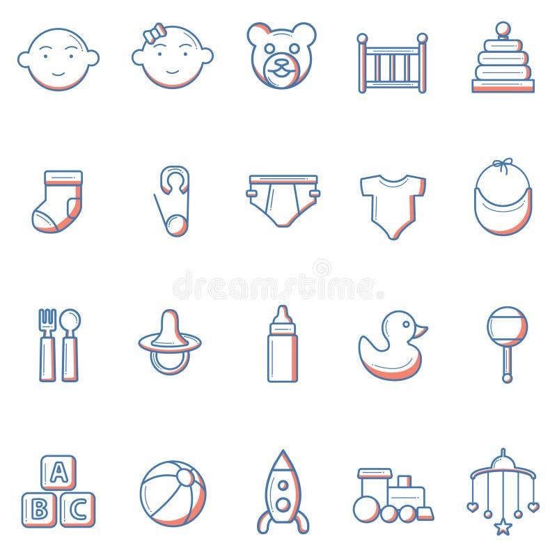 Baby Icon Set. Vector Illustration Decorative Design Stock Vector ...