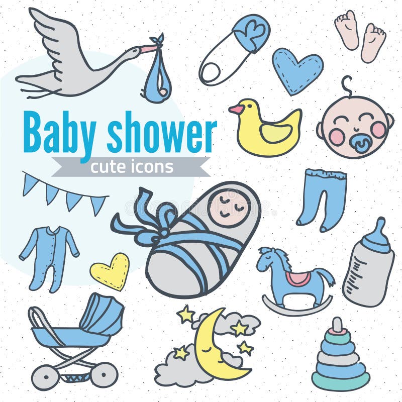 Baby Icon Set, Vector Illustration Hand Drawn in Doodles Stock Vector ...