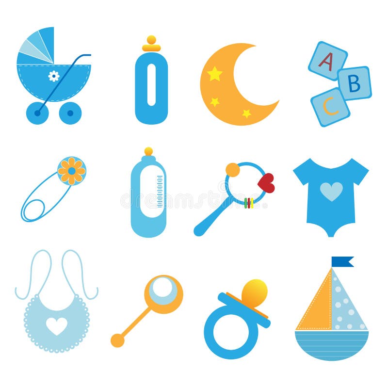 Baby icons - boy stock vector. Illustration of clipart - 14041303