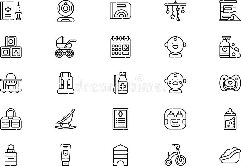 Baby Icons Collection is a Vector Illustration with Editable Stroke ...