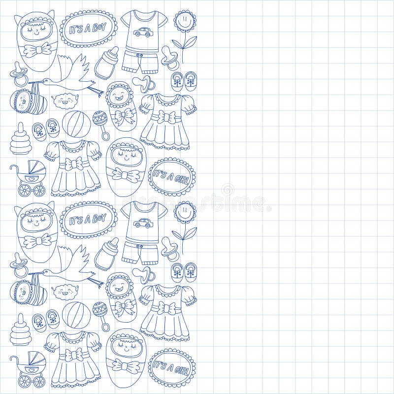 Baby Icons Hand Drawn Doodle Vector Set Stock Vector - Illustration of ...