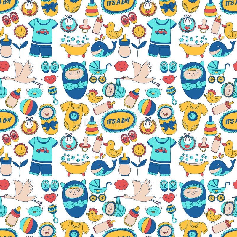 Baby Icons Hand Drawn Doodle Vector Set Stock Vector - Illustration of ...