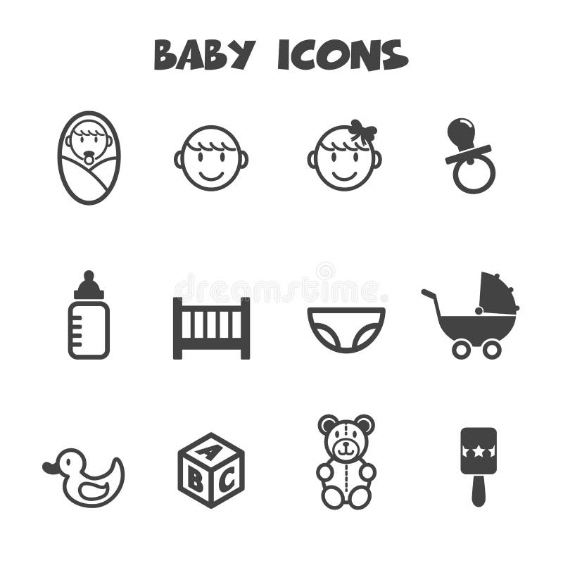 Baby Icons, Toys, Clothes and Cradle, Hand Drawn Sketch Vector ...