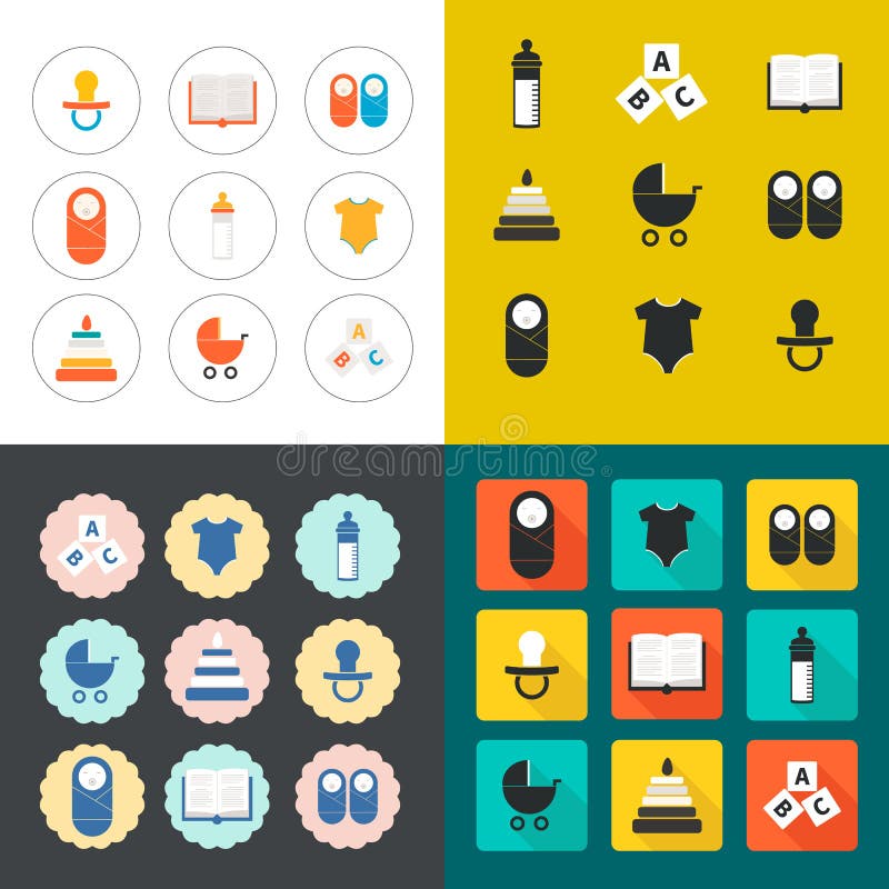 Newborn Baby Boy Icons in Seamless Pattern Stock Vector - Illustration ...