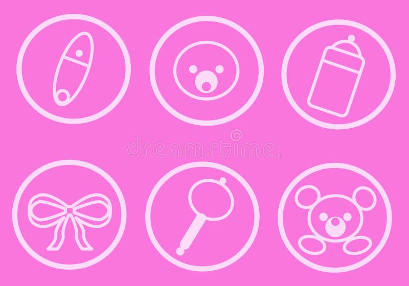 Baby Icons_Pink stock illustration. Illustration of ribbon - 14072718