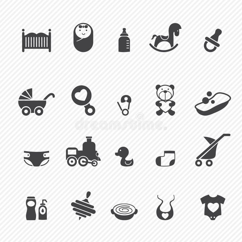 Baby icon set stock vector. Illustration of safety, black - 24036837