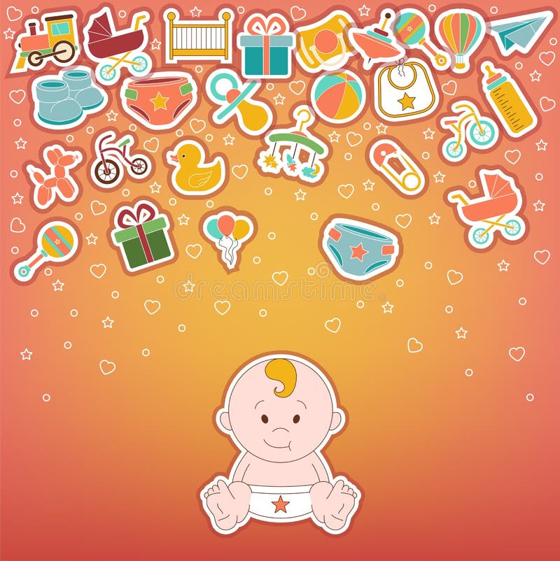 Baby Icons Set. Doodle Baby Labels Vector Illustration Stock Vector ...