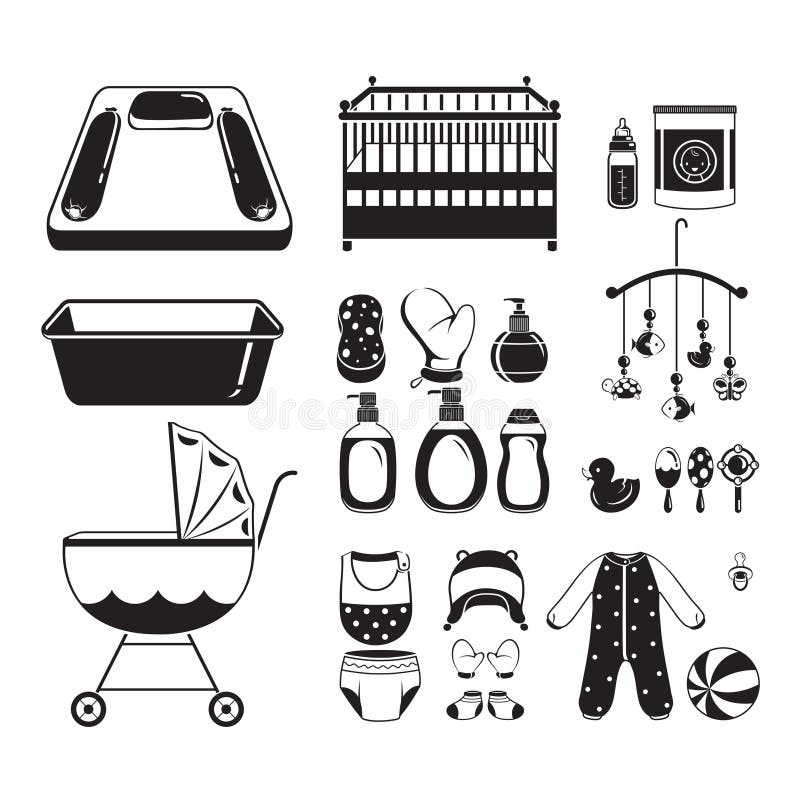 Baby Icons Set, Monochrome stock vector. Illustration of kids - 80969571
