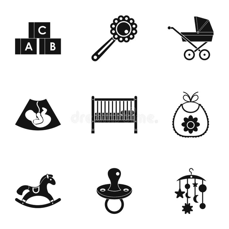 Baby Icons Set, Simple Style Stock Vector - Illustration of nipple ...