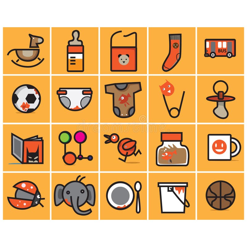 Baby Icons Set. Vector Illustration Decorative Design Stock Vector ...