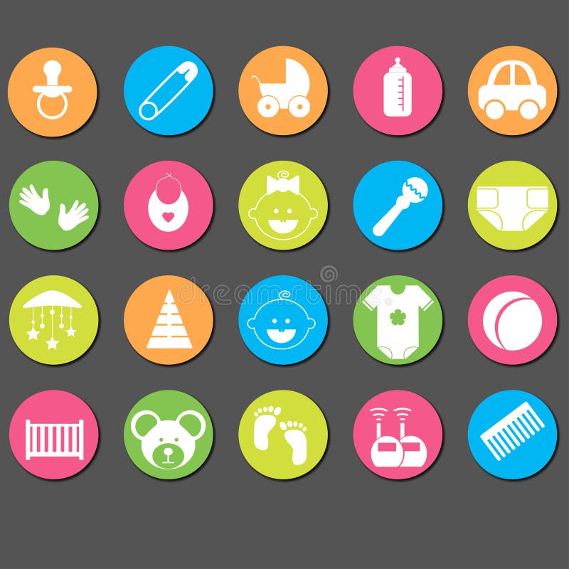 Baby Icons Set.Vector Illustration Stock Vector - Illustration of hand ...