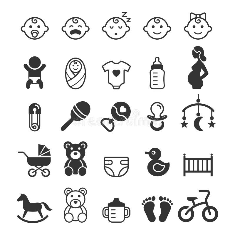 Baby Icons Set. Vector Illustration. Stock Vector - Illustration of ...