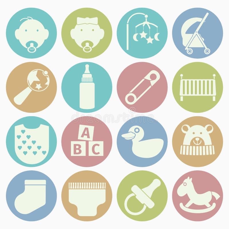 Baby icons stock vector. Illustration of cartoon, silhouette - 31752998