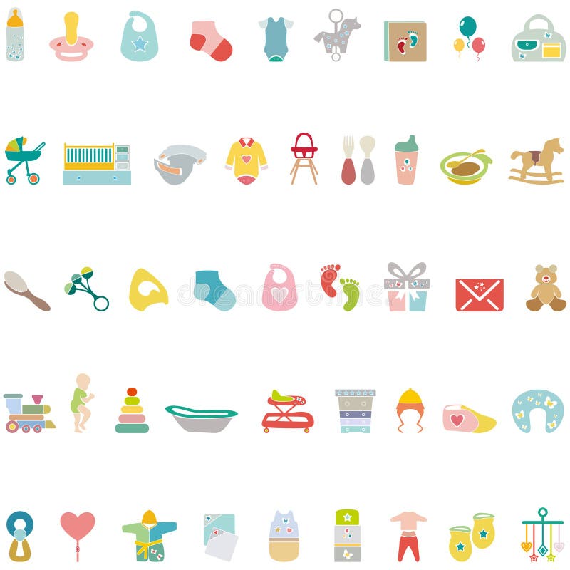 Baby Icons Hand Drawn Doodle Vector Set Stock Vector - Illustration of ...