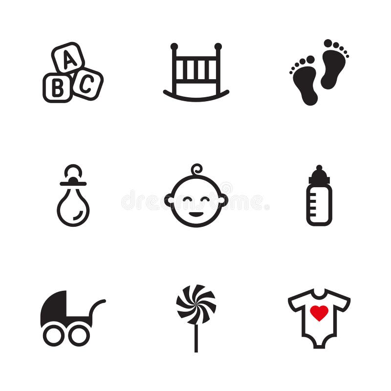 Baby icons stock illustration. Illustration of diaper - 98695593