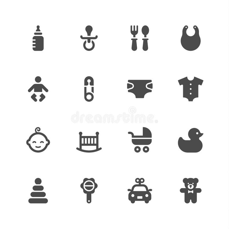 Baby Icons Set. Vector Illustration. Stock Vector - Illustration of ...