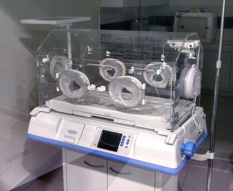 A Baby Incubator Featuring a Screen in Hospital Stock Image - Image of ...