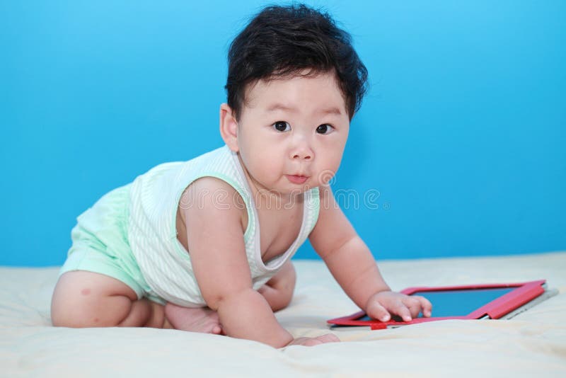 Baby with Ipad stock image. Image of gift, activity, infant - 27396297